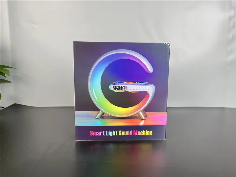 N69 G Shape Led Rgb Lights Wireless Speakers With 15w Wireless Fast Charger And Alarm Clock ...
