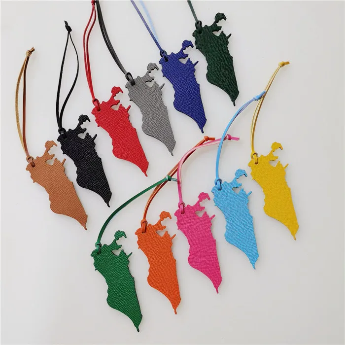 Custom Luxury Promotional Leather Map of Bahrain Charm