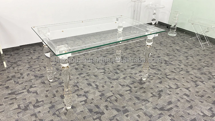 Transparent Acrylic Dining Table with Glass Top - Customizable OEM/ODM