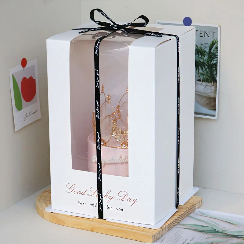 Tall Plain White Square Window Paper Cake Bakery Package Box - Buy ...