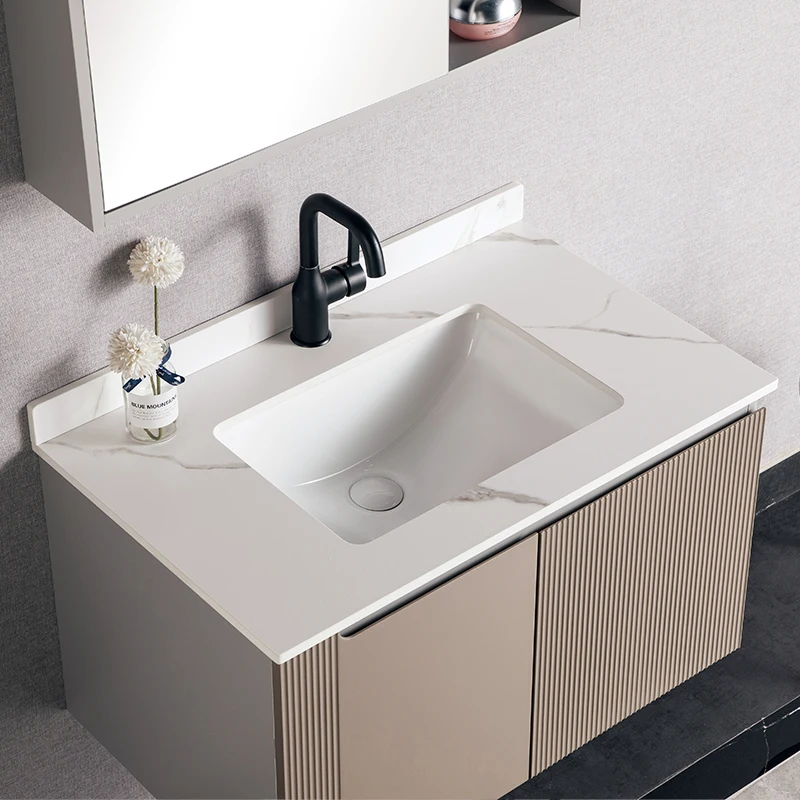 Marbled Ceramic Vanity Top Single Lavatory Sink Solid Surface Bathroom ...