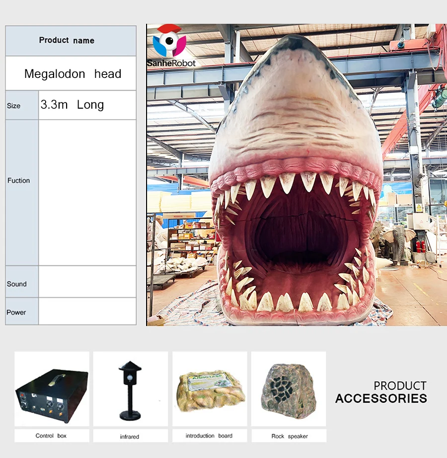 Megalodon Big Shark Model Statue for Amusement Parks - Lifelike Giant ...