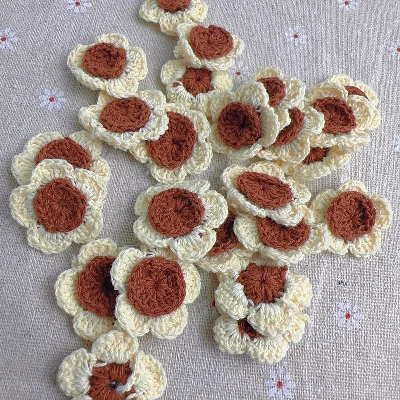 ZSY 3cm High-End Custom Handmade Crochet Patches 3D White Pink Blue ...
