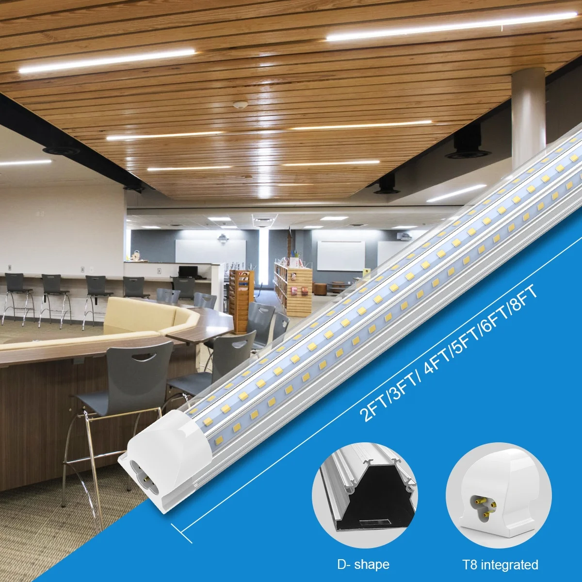 High Output LED Tube Light Fixture 2ft/4ft/5ft/6ft/8ft T8 Led Tube D ...