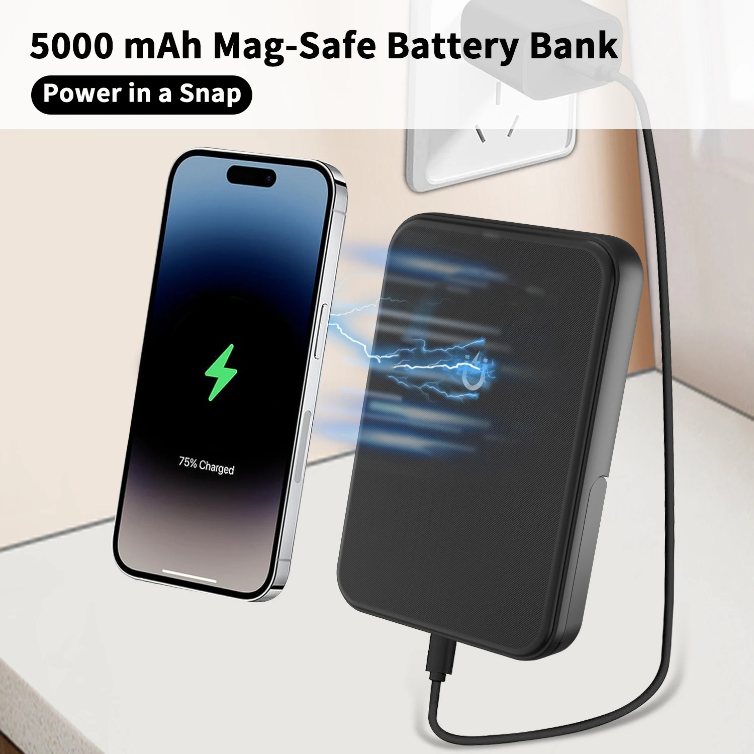 3 in 1 Detachable 5000Mah Portable Fast Charging Wireless Magnetic ...