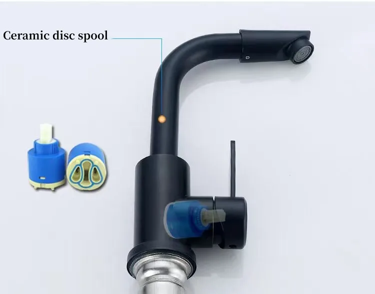 Modern Bathroom Matte Black Stainless Steel Faucet Single Handle ...