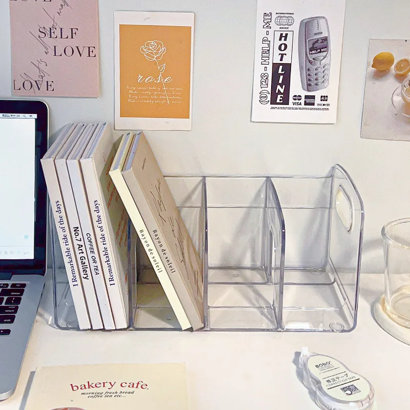 4-Section Clear Desktop File Folder Holder Organizer,Thick Office ...