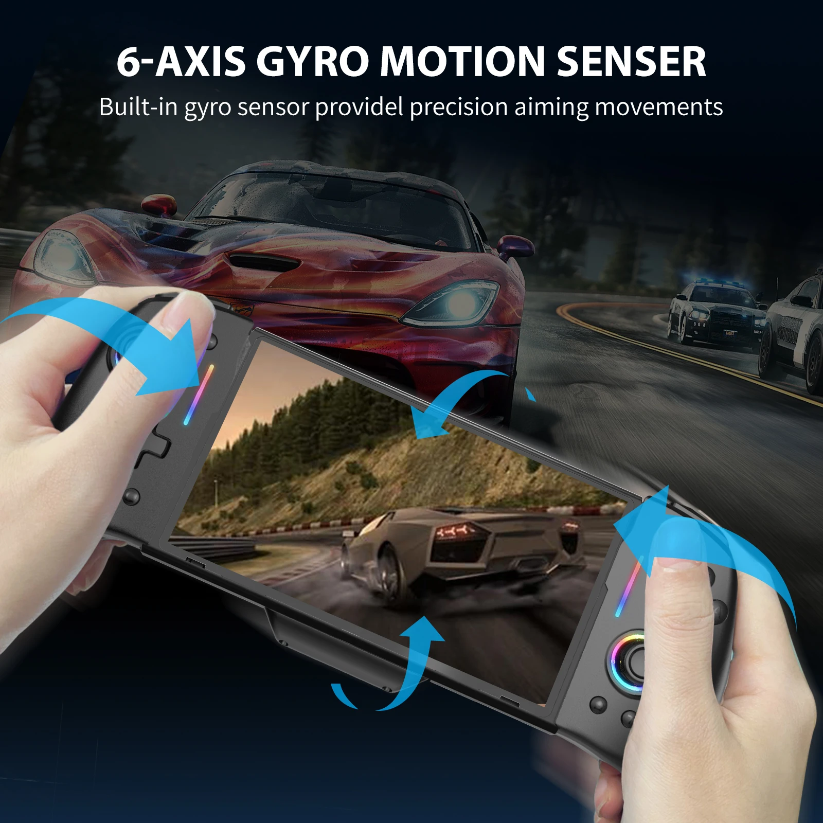 6 Axis Gyro Motion Sensor Gaming Controller Gamepad with RGB Light for ...