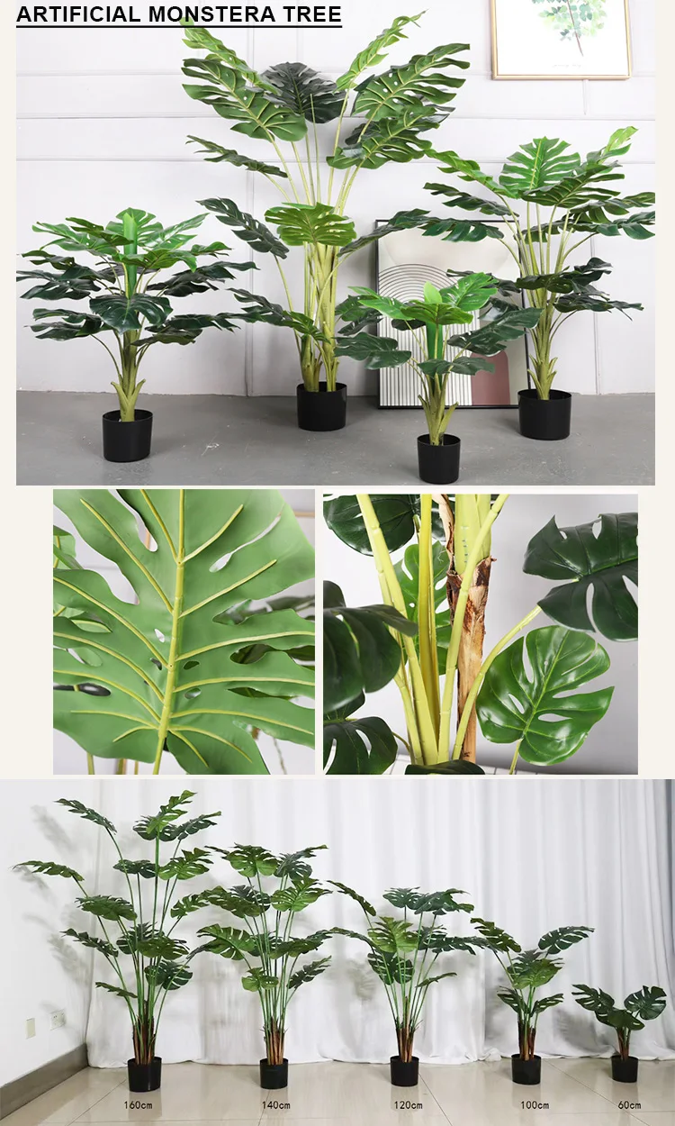 Custom Faux Areca Palm Green Monstera Bonsai Olive Plants