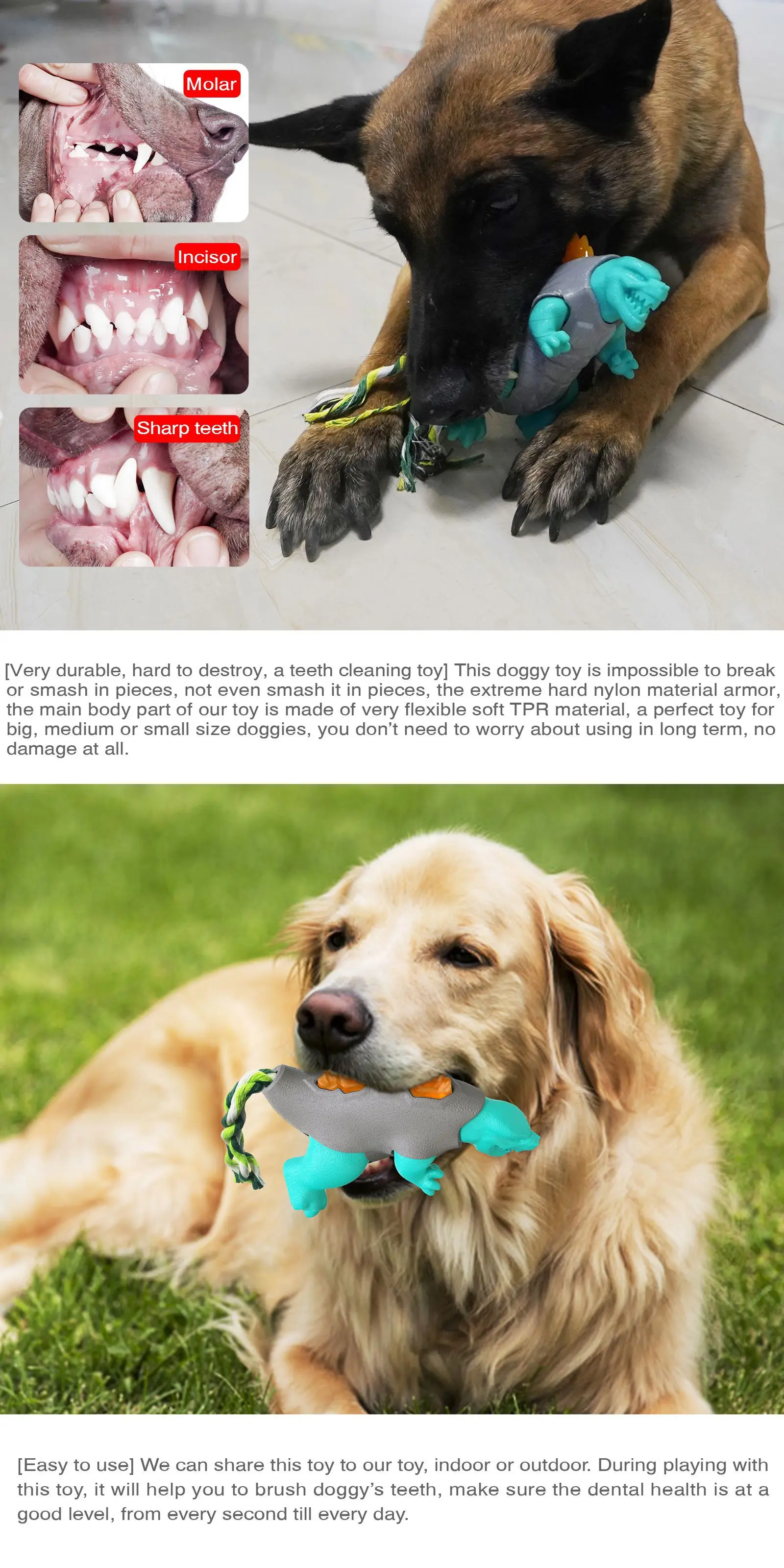 2024 New Godzilla Interact Rubber Dog Toy Tpr Pet Dog Chew Toys For ...