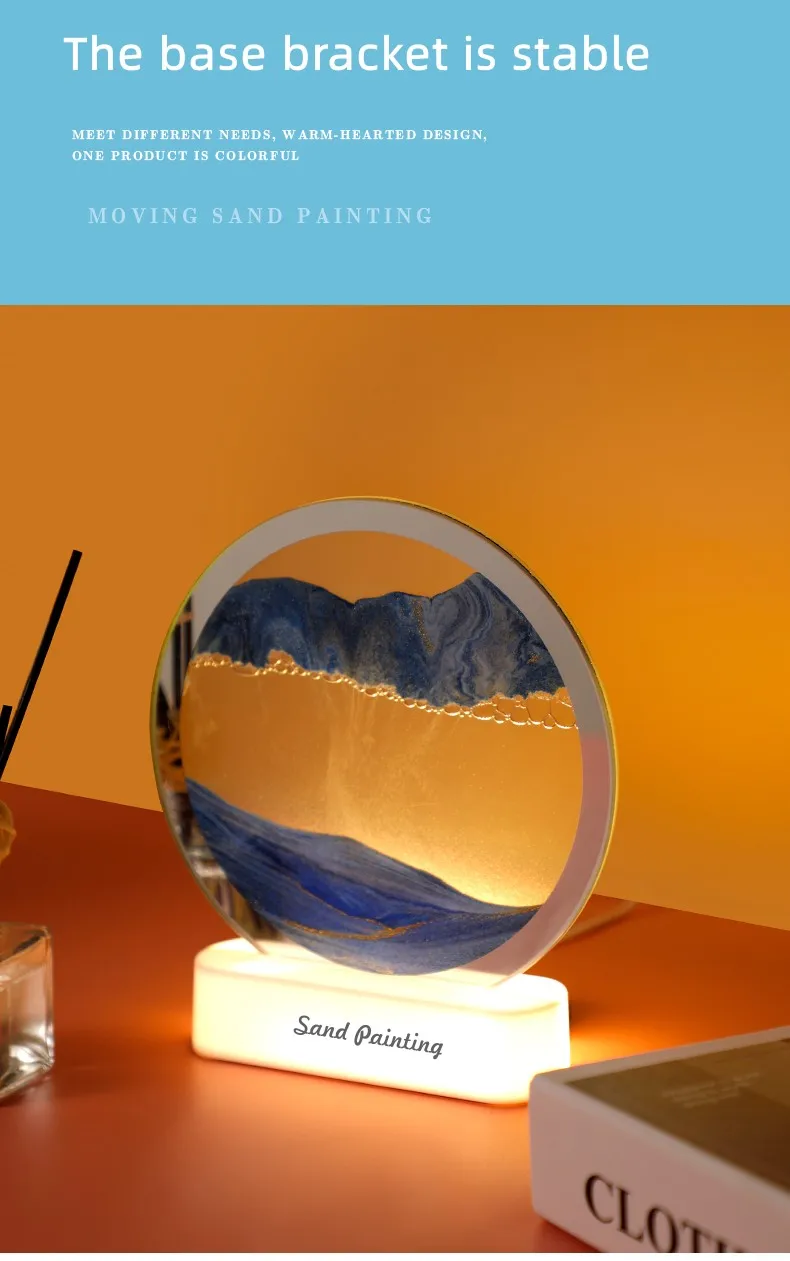 Flowing Sand Art Light Hourglass LED Lamp - Quicksand Painting Table Lamp