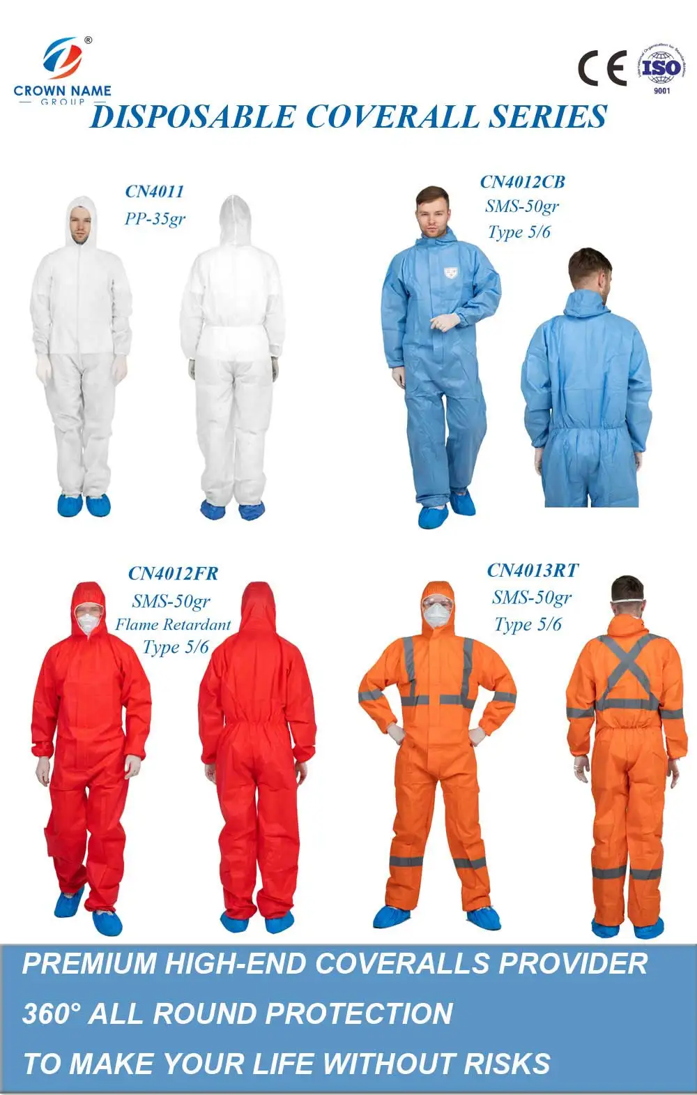 Customized Logo Printing Disposable PPE Coverall Water-Proof SMS ...