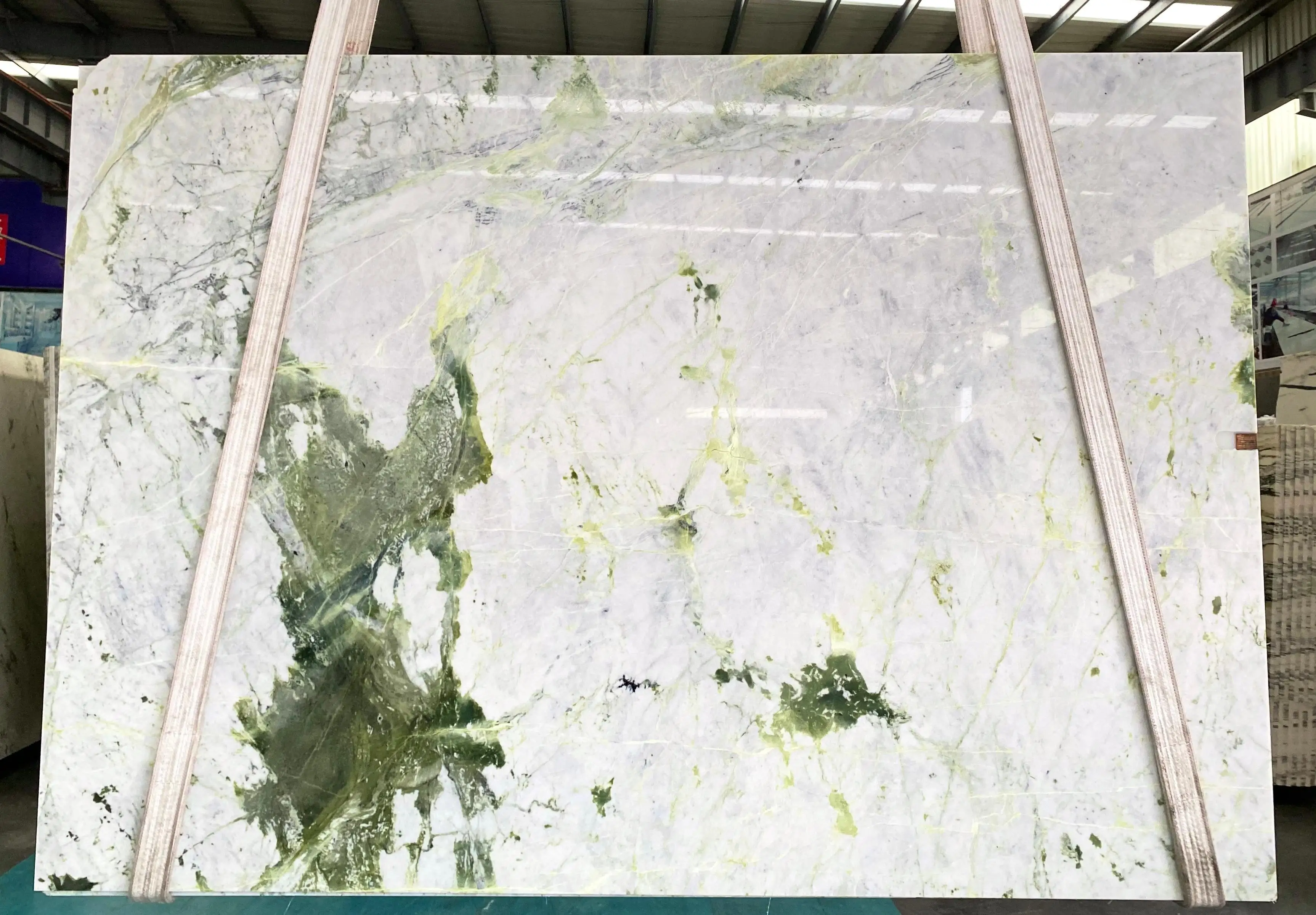 Clivia Calcite Marble with Green Vein Big Slab-Durable Waterproof ...
