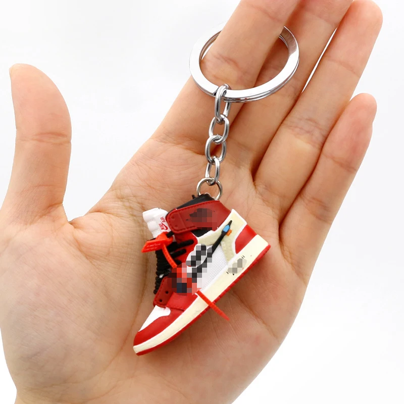 Wholesale 3d Shoe Keychain Aj Pvc Sneaker Keychain With Real Lace Mini ...