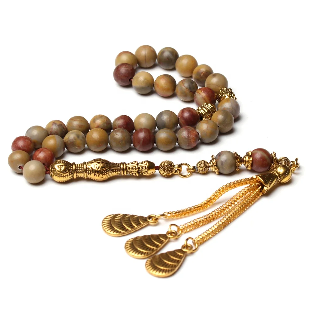 99 Prayer Beads - Natural Rainbow Stone Tasbih for Islam