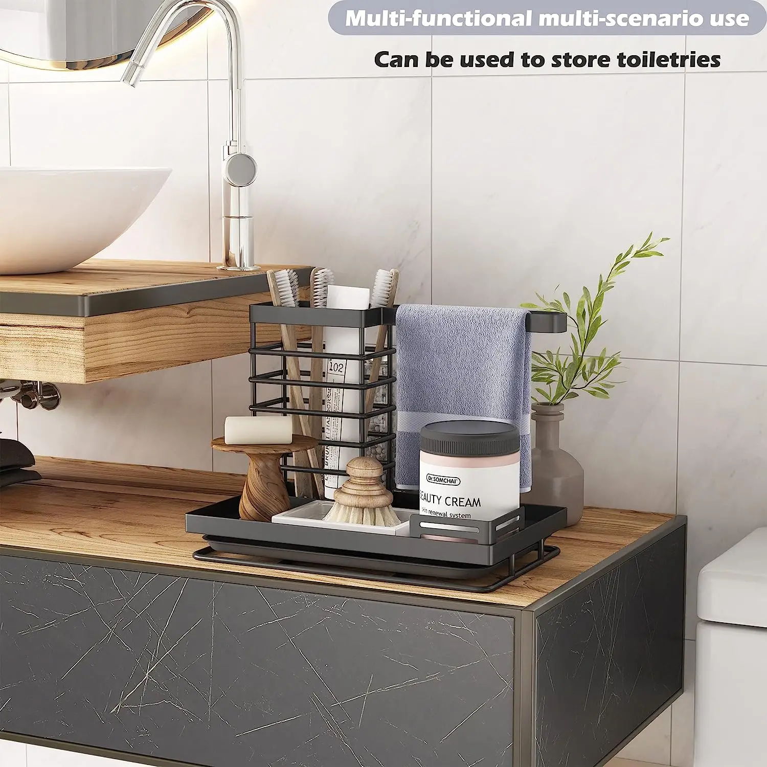 Washing up Caddy Kitchen Sink Caddy Organiser Sink Caddy (black ...