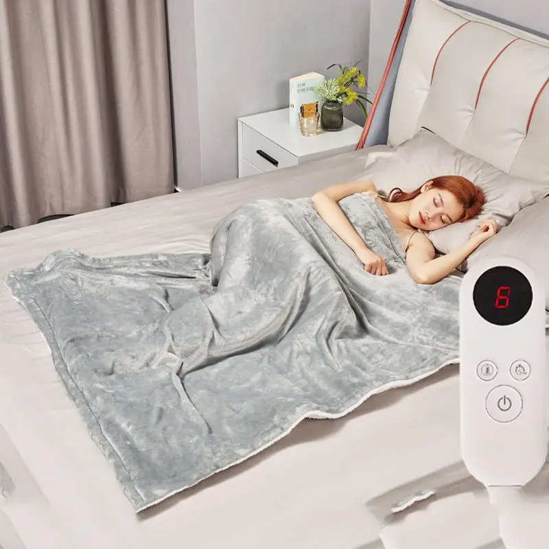 Custom Size Logo Heating Blanket Reversible Flannel Heated Throw ...