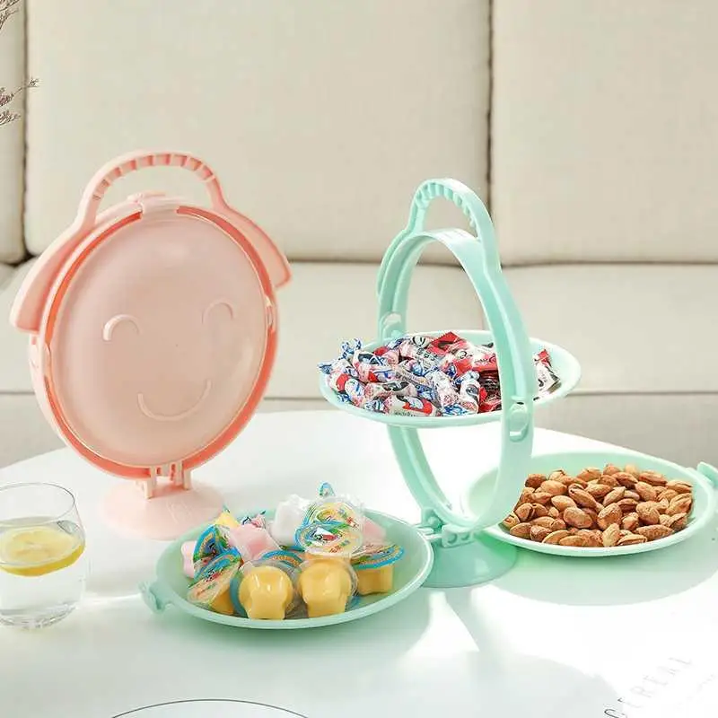 New Design 3 in 1 Creative Snacks Tray Folding Candy Fruits Plastic ...