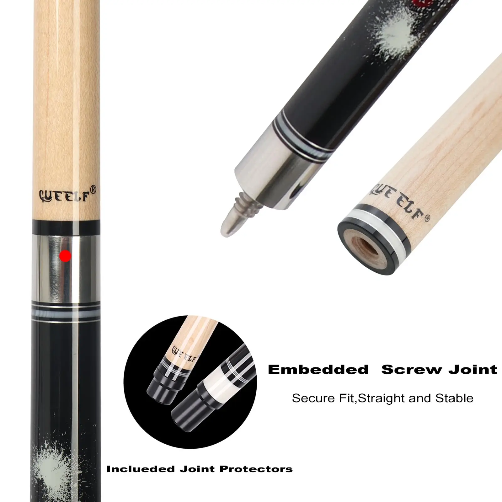 Cueelf Professional Low Deflection Shaft Pool Cue Stick Billiard Pool ...
