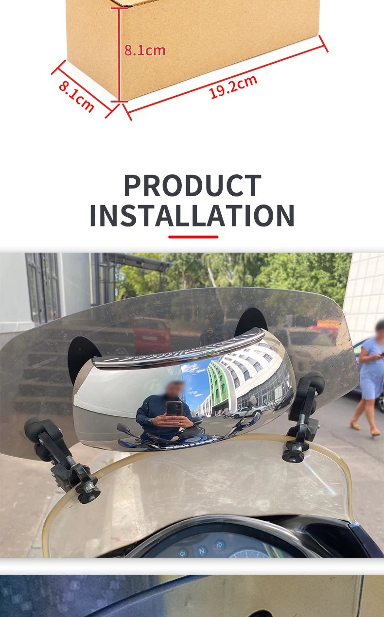 Motorcycle 180 Degree Full Rear View Windscreen Mirrors Safe Blind Spot ...