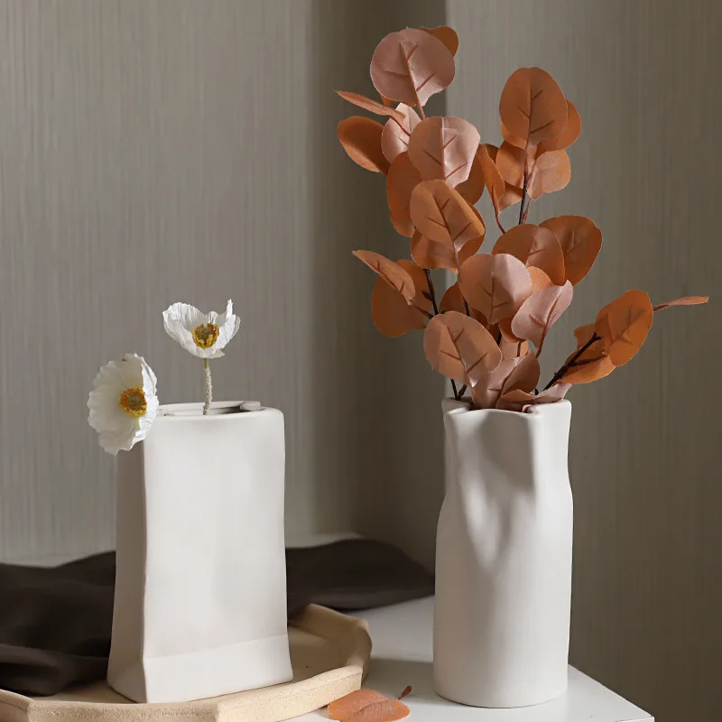 INS Plain Color Ceramic Vase Creative Face Abstract Special Shaped Vase ...