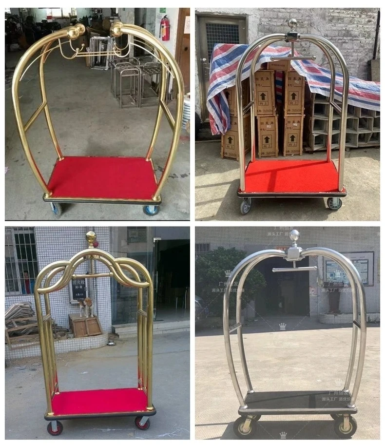 Luxury Lobby Luggage Trolley Titanium Glod Multi-Function Birdcage ...