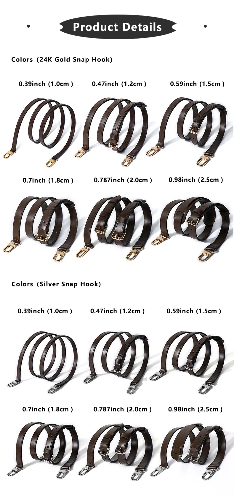 Long Genuine Leather Shoulder Strap Handles Diy Handle For Handbag ...