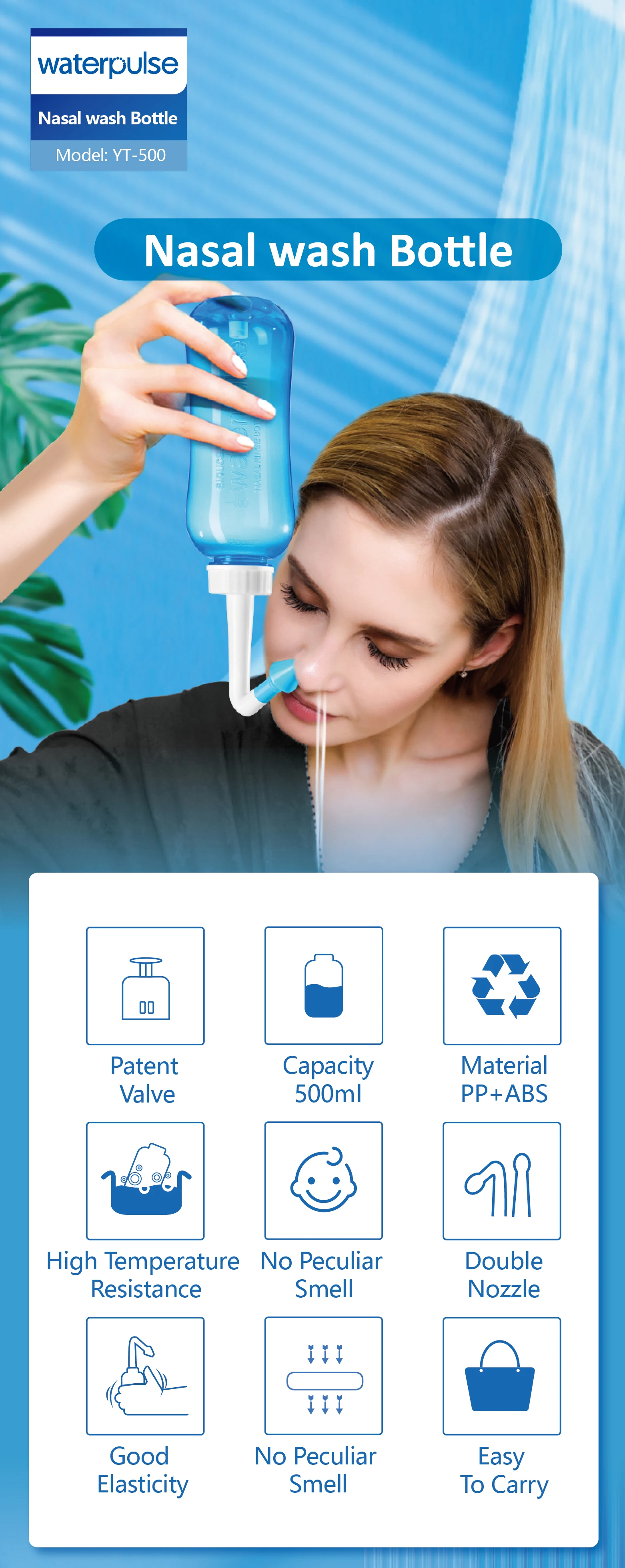 Waterpulse Nasal Irrigator - Effective Nasal Rinse Bottle
