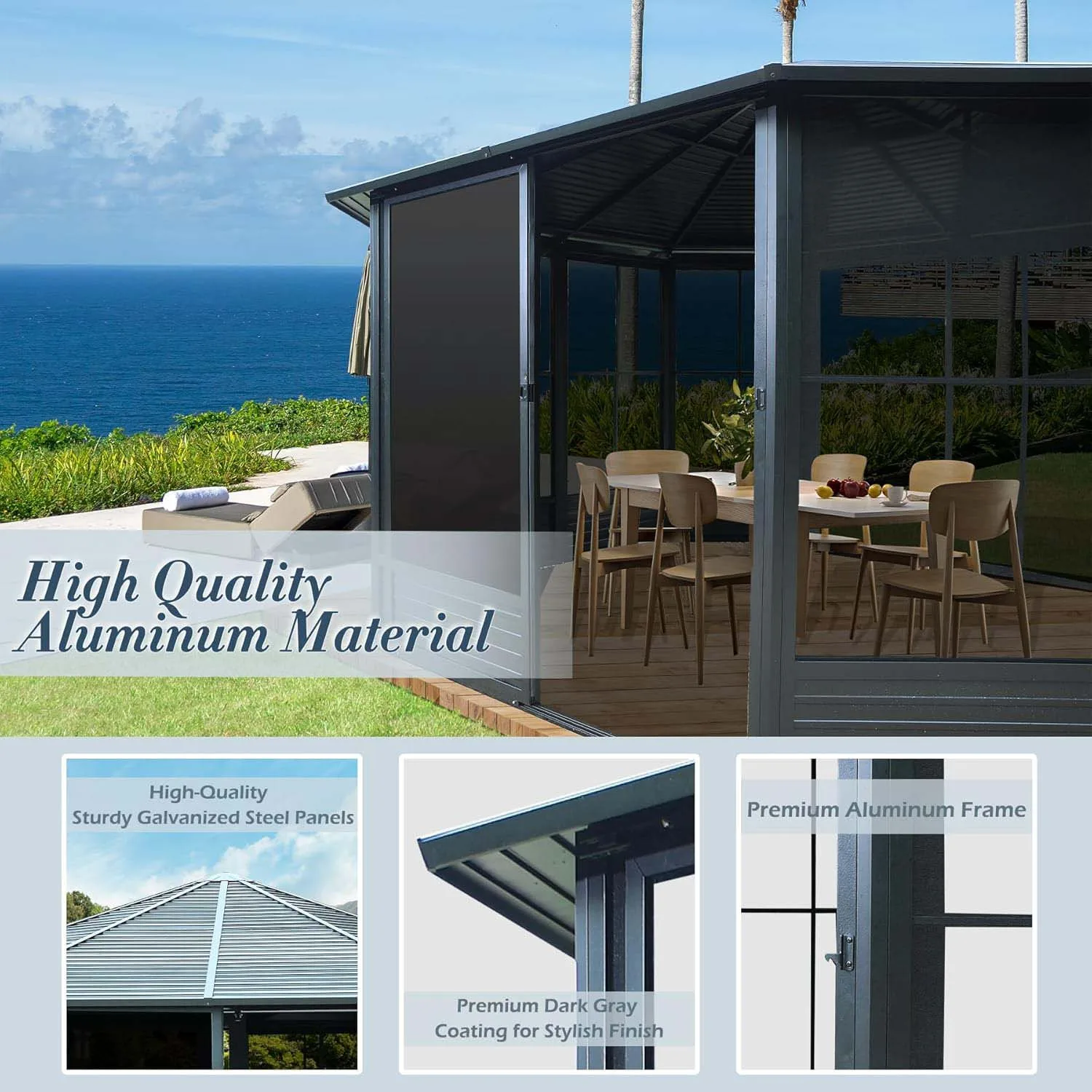 Customized Sliding Roof Pergola Wholesale Gazebo Lawn for Balcony ...