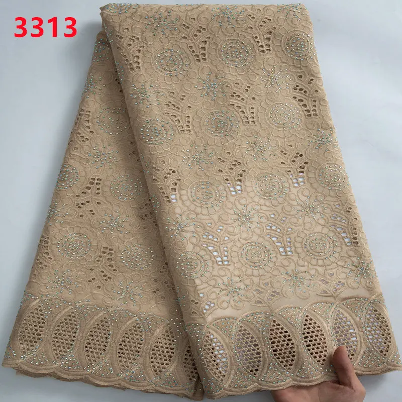 3313 Luxury Shining African Dry Lace Fabric with Rhinestones