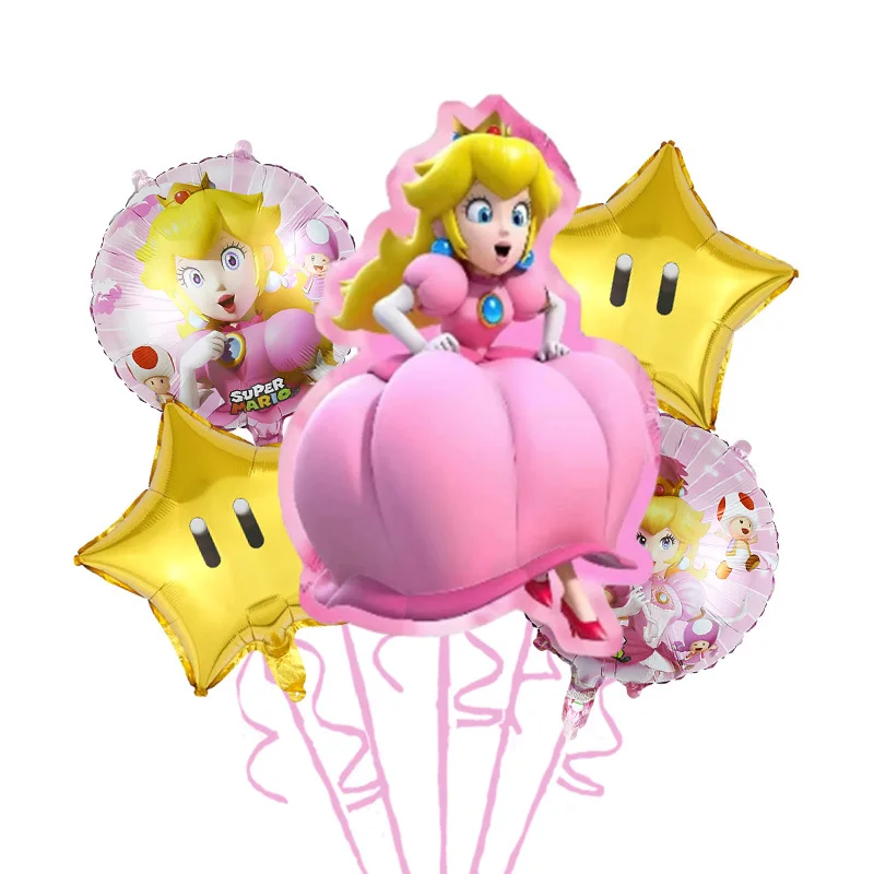 Peach Princess Balloon Bouquet Mario Video Game Balloons For Kids Mario ...