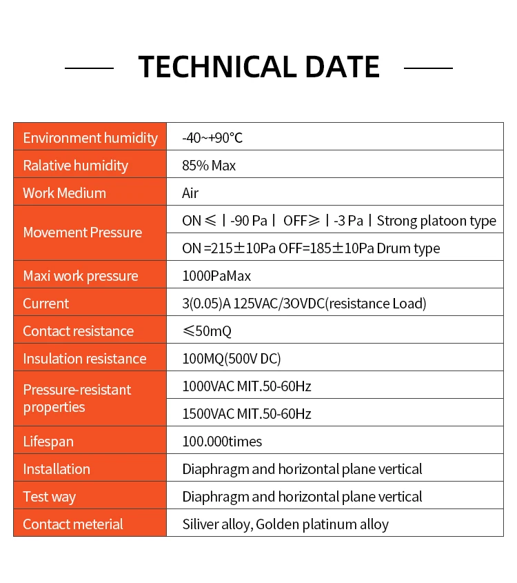 70/60pa Air Differential Pressure Switch For Gas Water Heater Essential ...