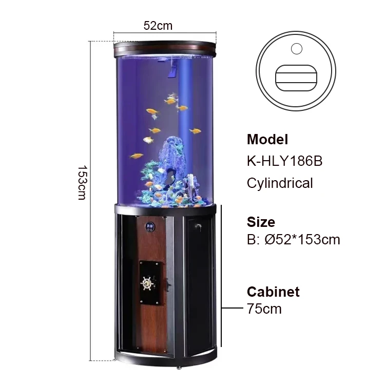 Custom Acrylic Tank Aquarium Ultra White Glass Cylinder Round Aquarium ...