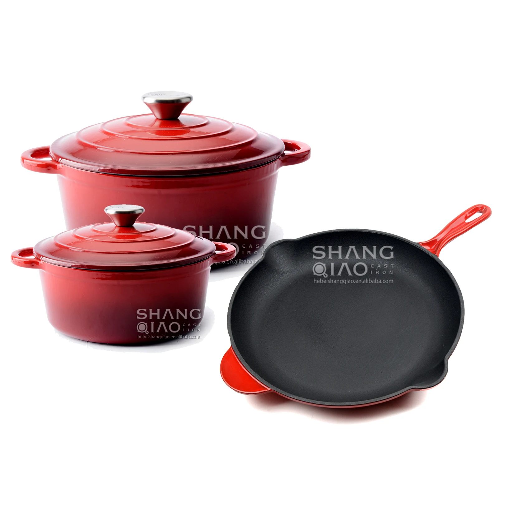 Cast Iron Pots Set + Skillet Non Stick Casserole Cookware Sets Cast ...