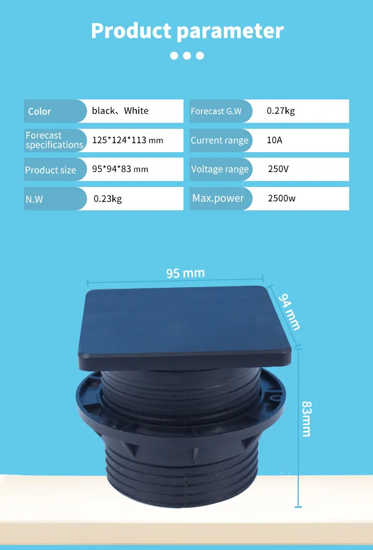 1 Ac Outlets Flush Mount Power Grommet With 2 Usb Charging Ports Black ...