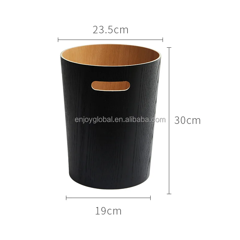 Natural Nordic Recycling Bin Round Bucket Garbage Wood Trash Can Home ...