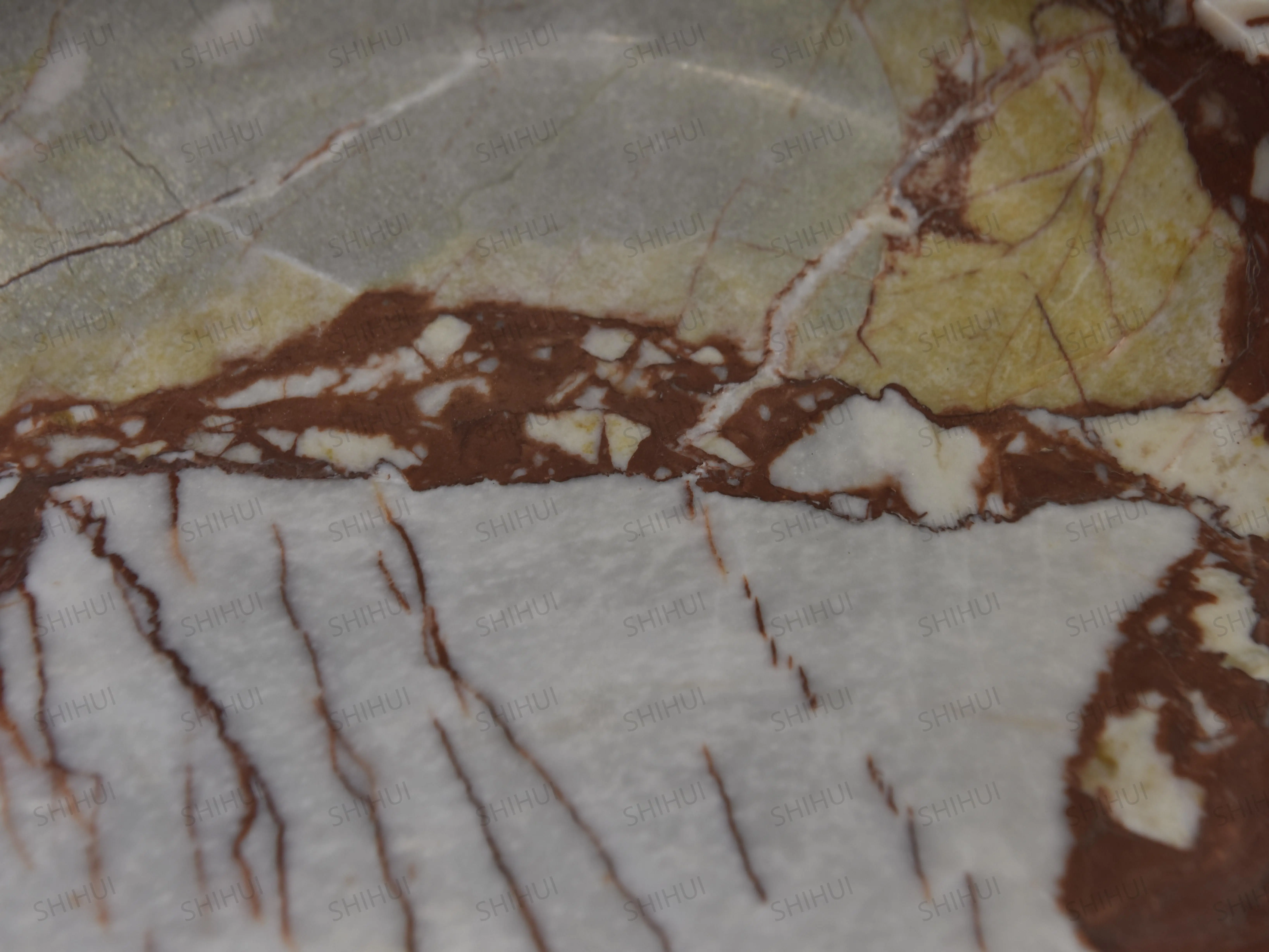 Shihui Natural Stone Marble Decoration Red Round Tray Customized Design ...