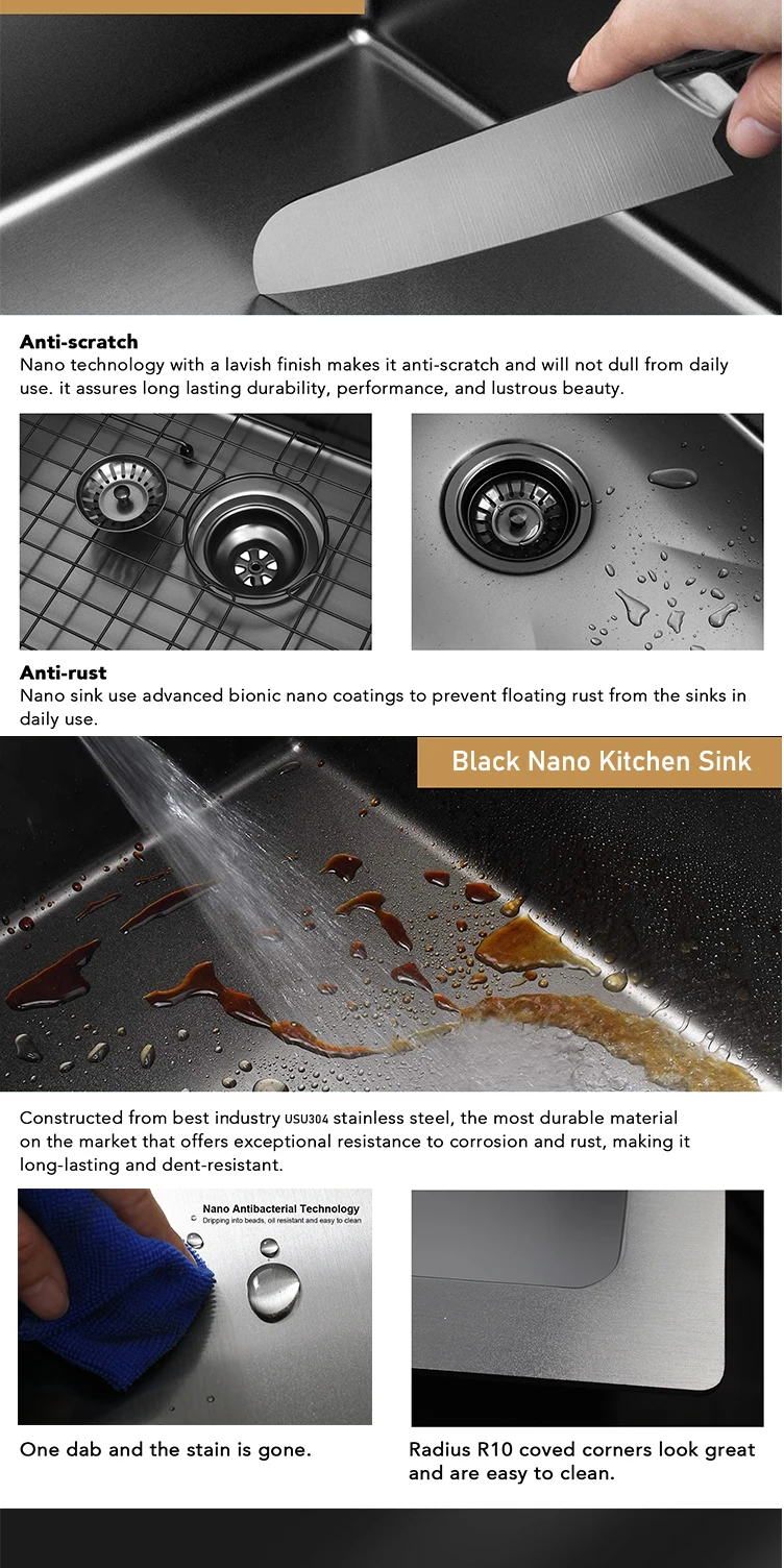 304 Stainless Steel Single Hidden Kitchen Sink With Waterfall Faucet ...