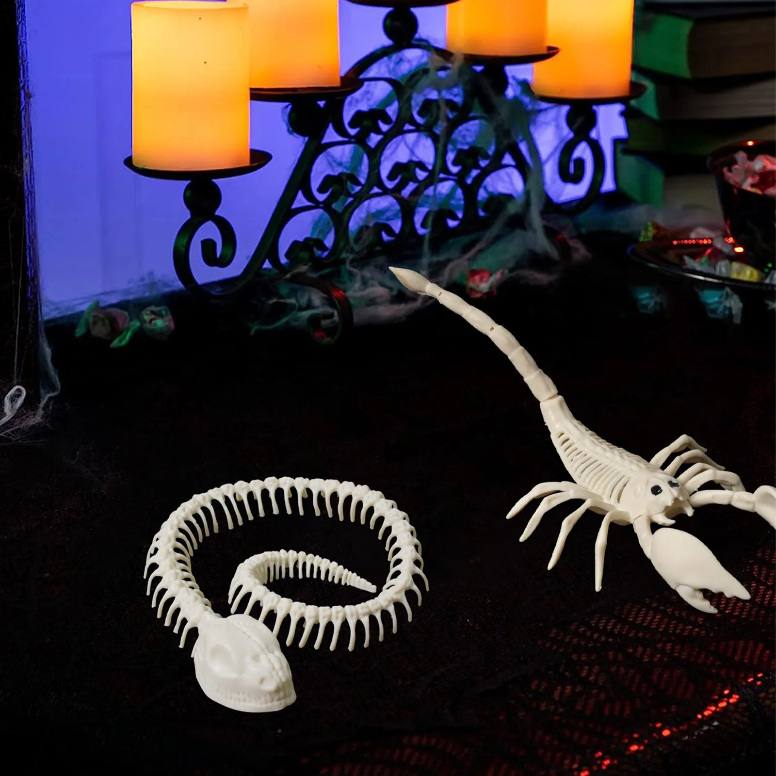 Artificial Snake Skeleton Horror Fun Prank Mini Halloween Skeleton ...