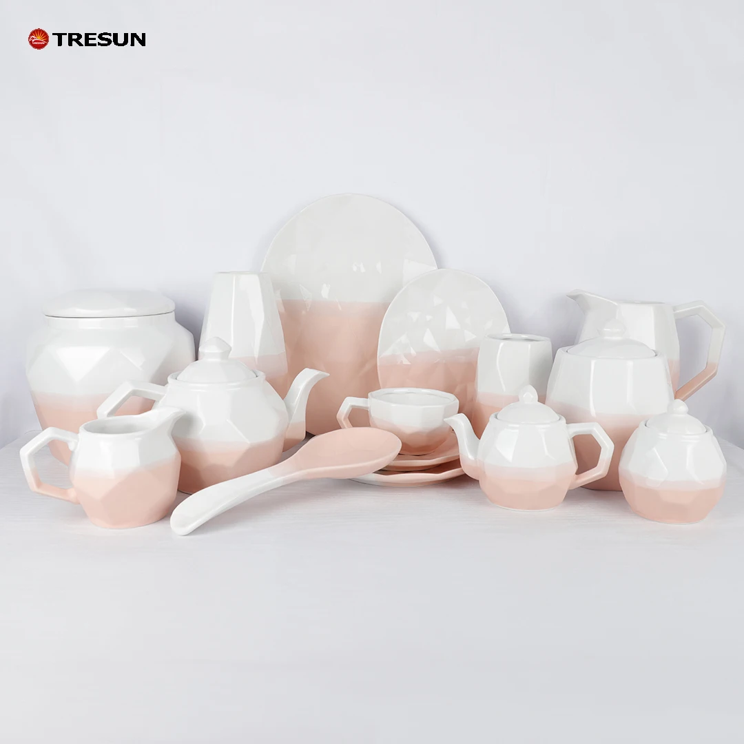 Pink Sugar Bowl Tea Pot Dolomite Dinnerware Set - Buy Stoneware ...