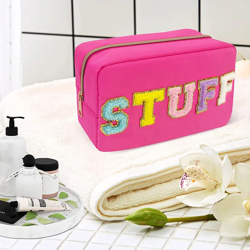 Waterproof Chenille Letter Pouch Stuff Makeup Case Zipper Nylon ...