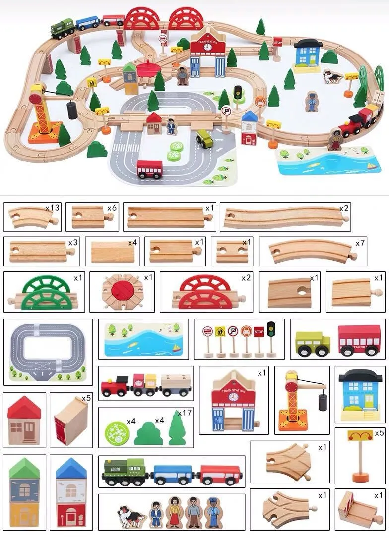120pcs Wooden Train Set For Kids And Children - Buy Wooden Train Set ...