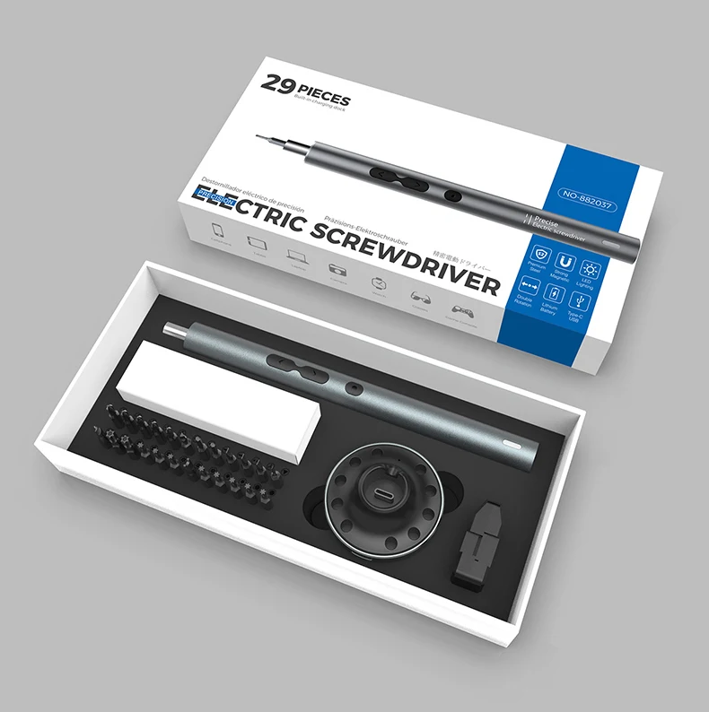 29 In 1 Mini Cordless Precision Screwdriver Set With 24 Magnetic Bits ...