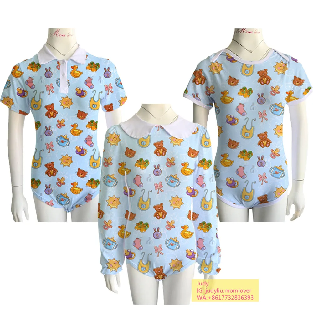 Custom Adult Baby Women Onesie Romper Stretchy Short Sleeve Snap Crotch ...