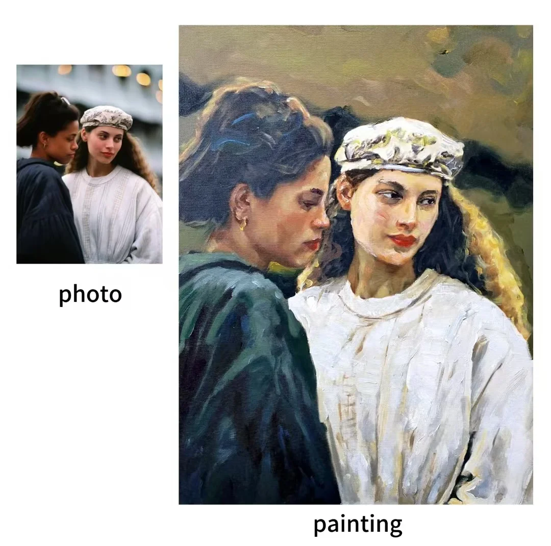 Handmade 100% Museum-Quality Portraits on Canvas Girls and Pets Figures & Portrait Paintings ...