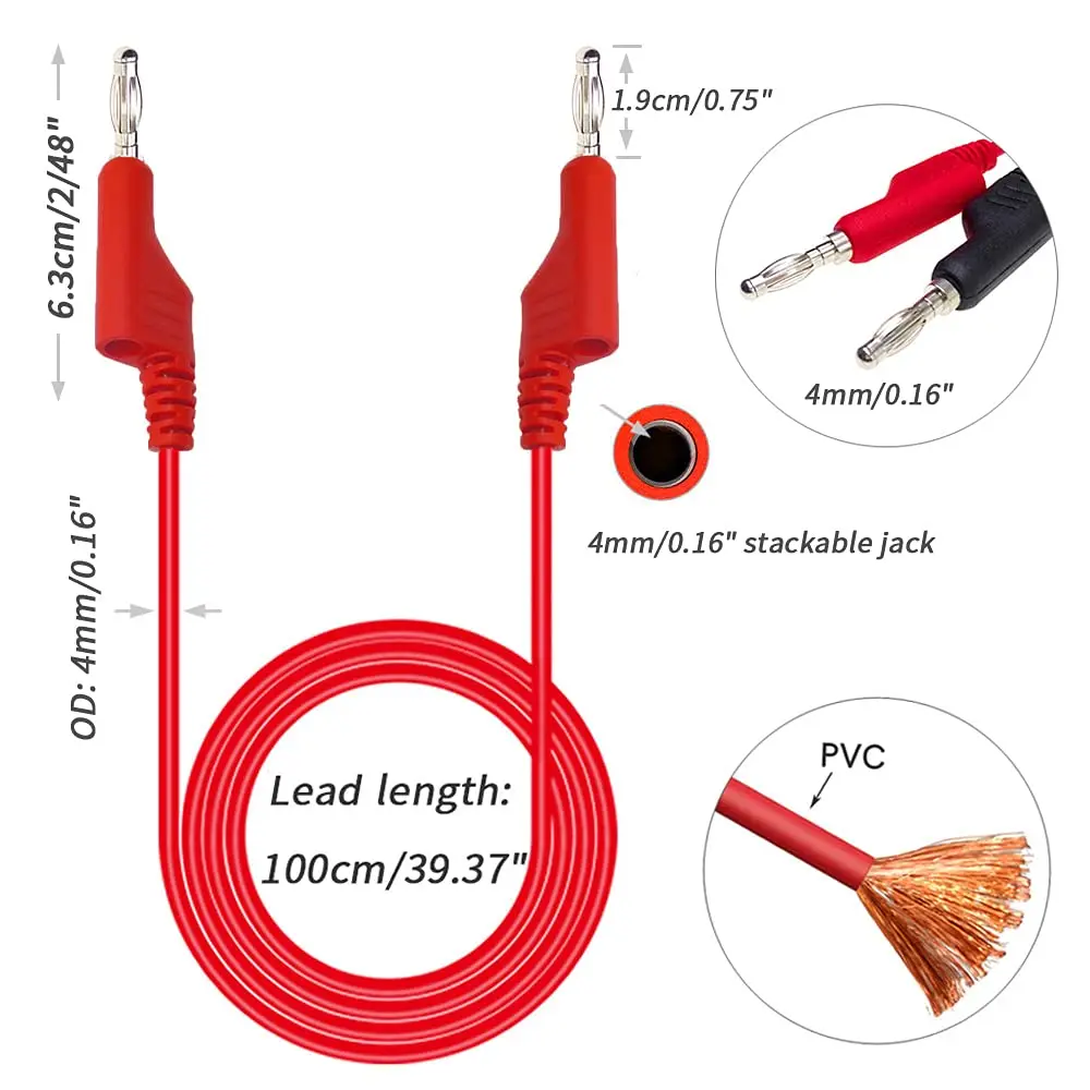 Soft Copper Wire Test Leads - 1000V/15A Dual Ended Cable