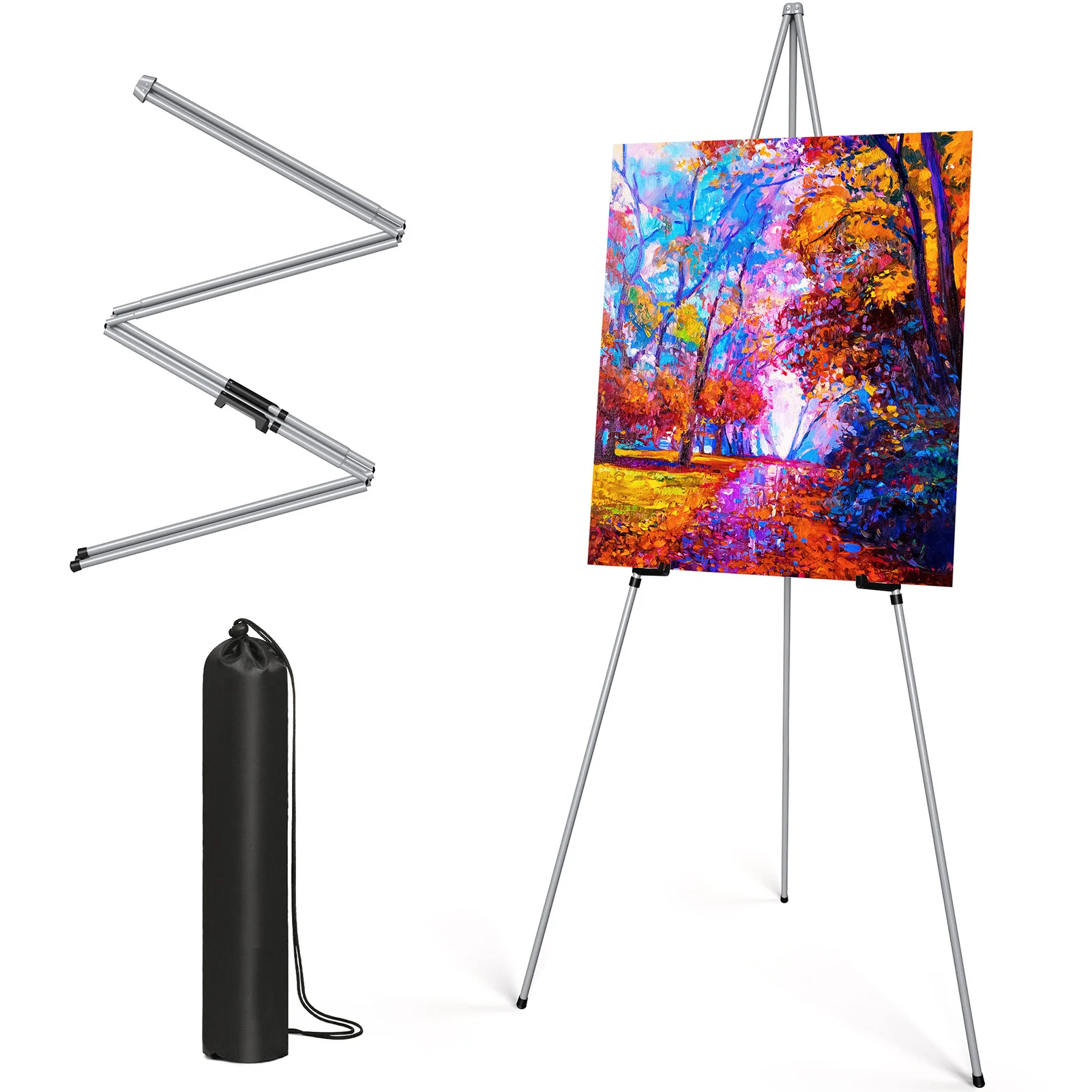 2-pack Steel Folding Tripod Display Easel with Adjustable Instant Easel ...
