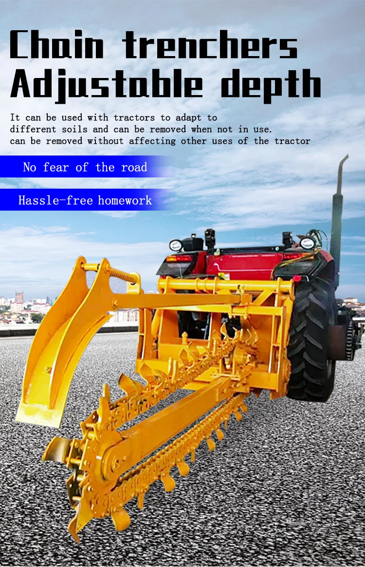 Tractor Driven Disc Trencher Laying Underground Cables Machine Ditching ...