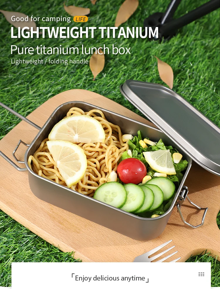 800ml Ultralight Titanium Lunch Box With Handle With Air Tight Lid For ...