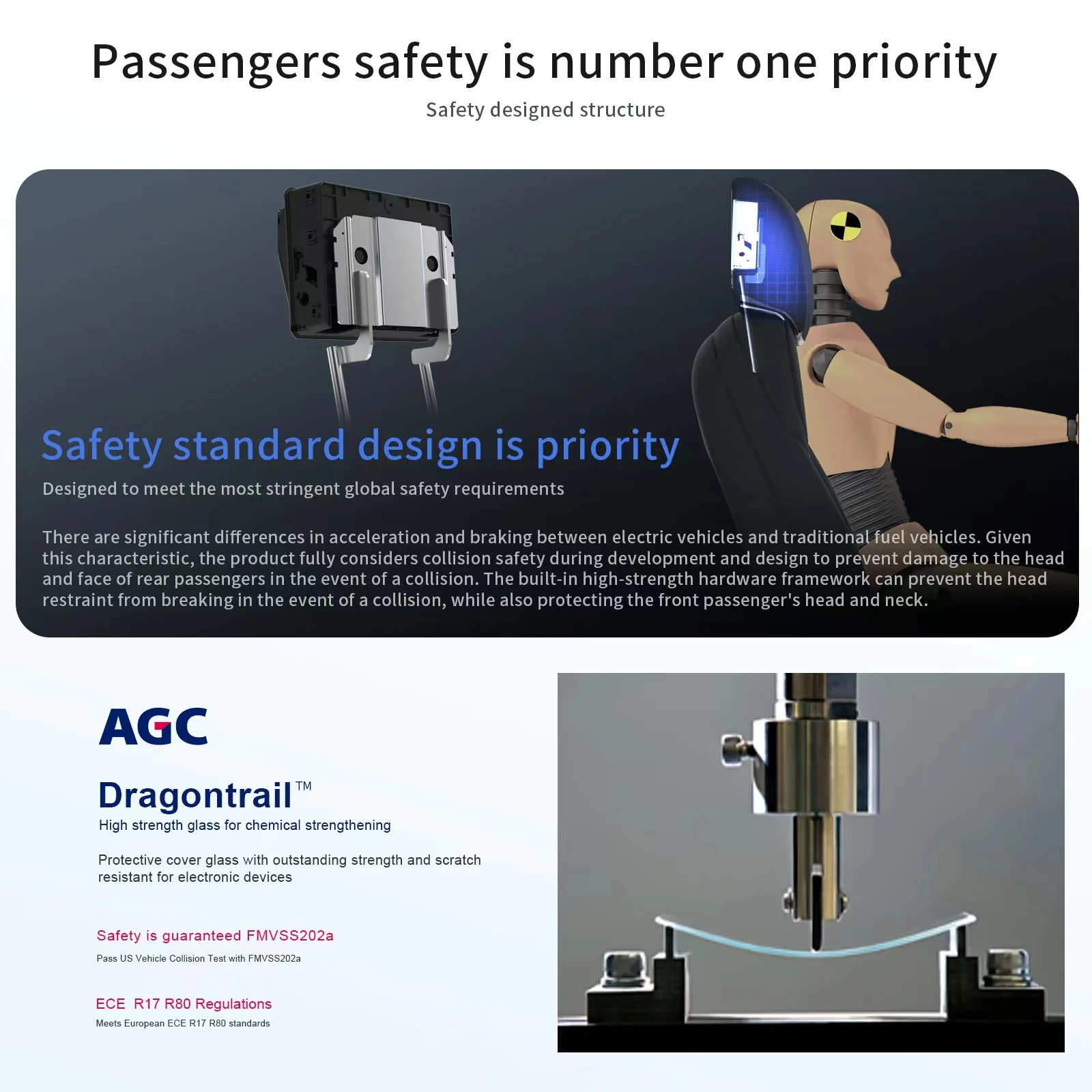 Car Headrest Monitor Model Y Rear Screen Rear Entertainment For Tesla ...